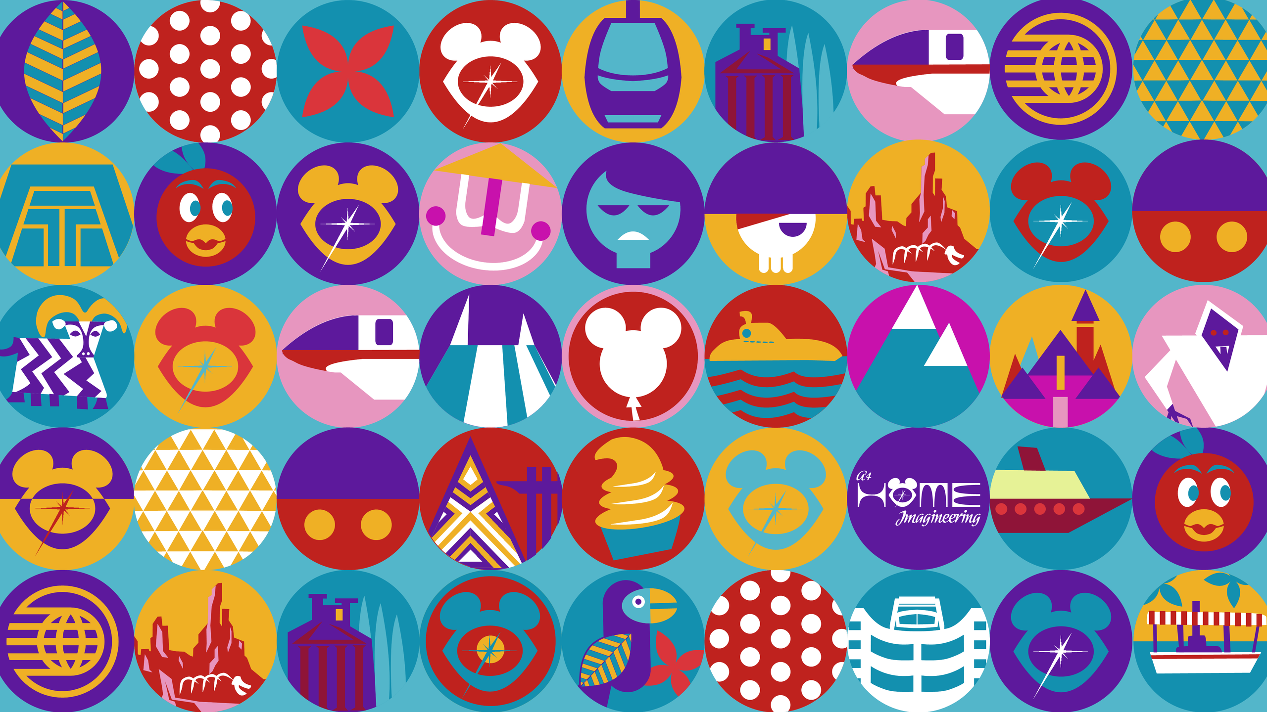Disney Cup Collage 2 Digital Wallpaper Background | At Home Imagineering